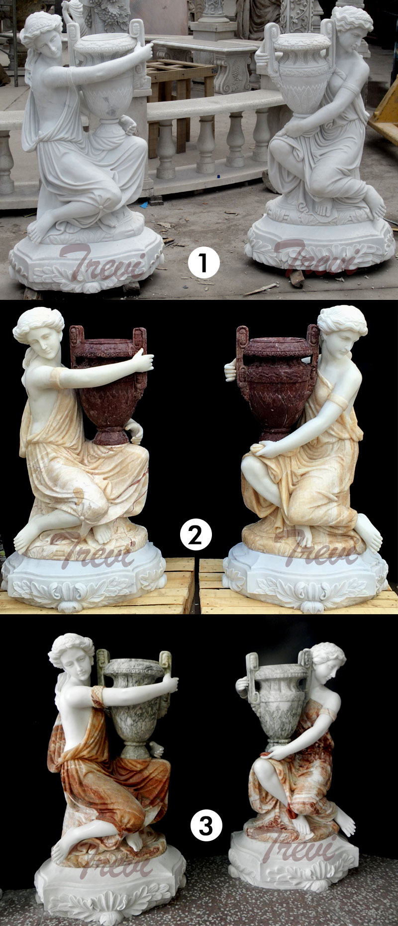 Large decoration multi color marble planters with beautiful lady ...