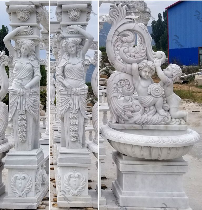 Outdoor large luxury gazebo rectangle pergola marble for backyard decor ...