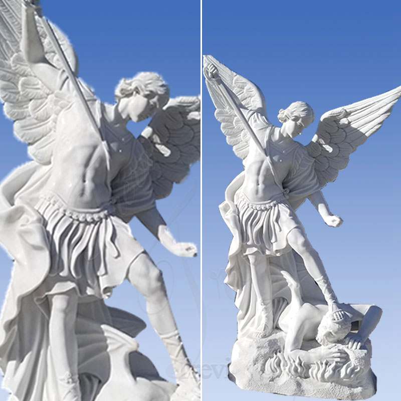 White Marble Catholic St Michael the Archangel Outdoor Statue MOKK-401 ...