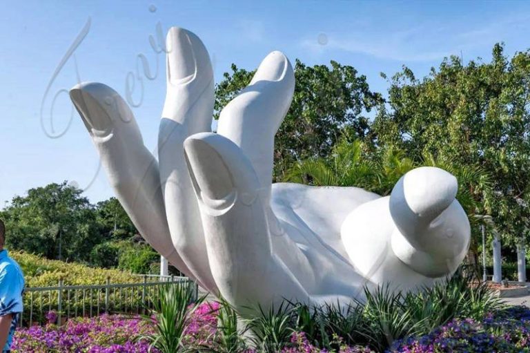 Large Size Big Hands Around Tree Marble Garden Statues for Sale