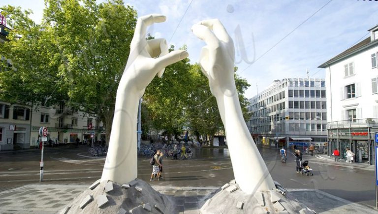 Large Size Big Hands Around Tree Marble Garden Statues for Sale