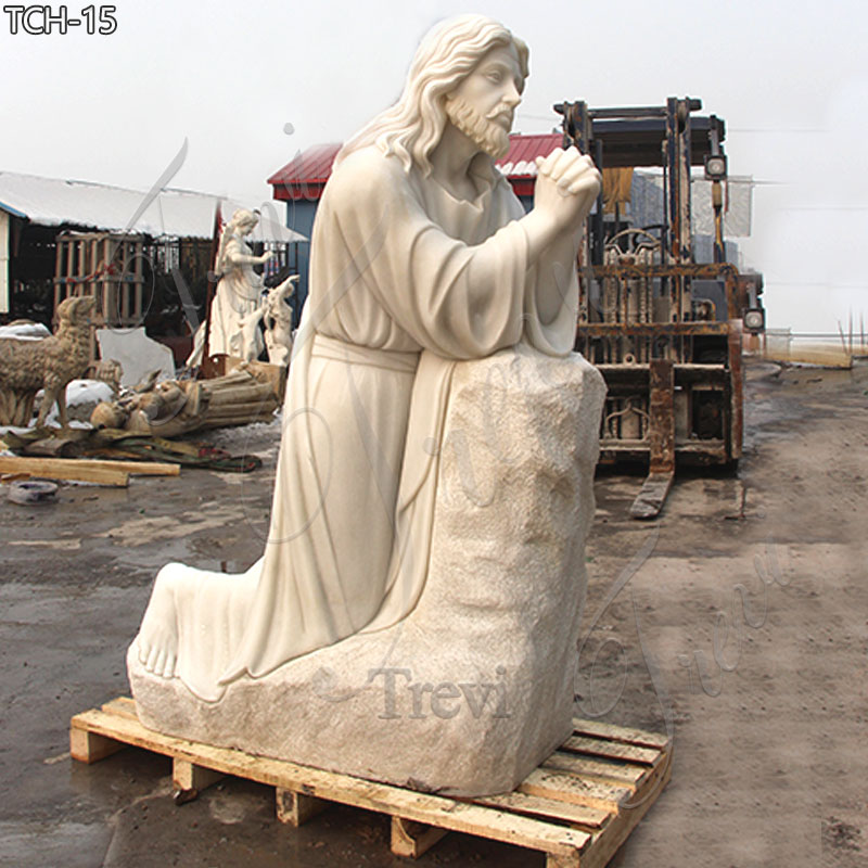 Life Size Christ Jesus Kneeling in Prayer at Garden Religious Statues ...