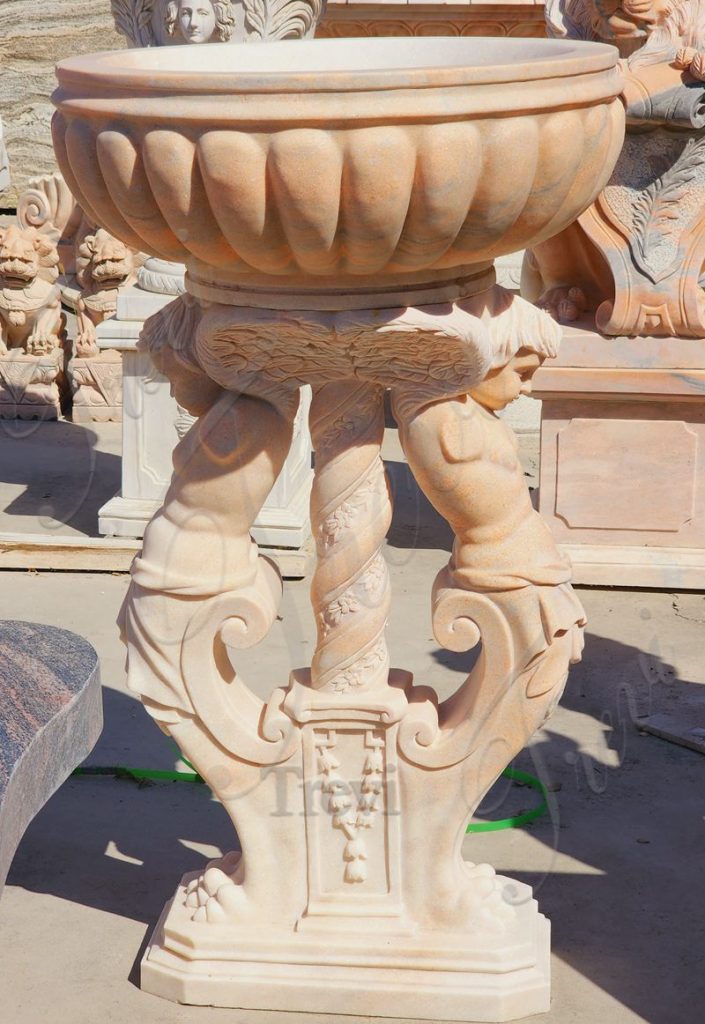 White Marble Planter Pot with Kid Carvings Design TMP-25 - Trevi Marble ...