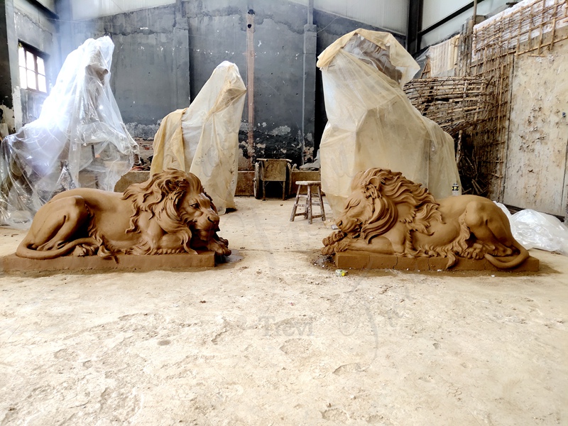 Outdoor Marble Sitting Roaring Lion Statues for Sale