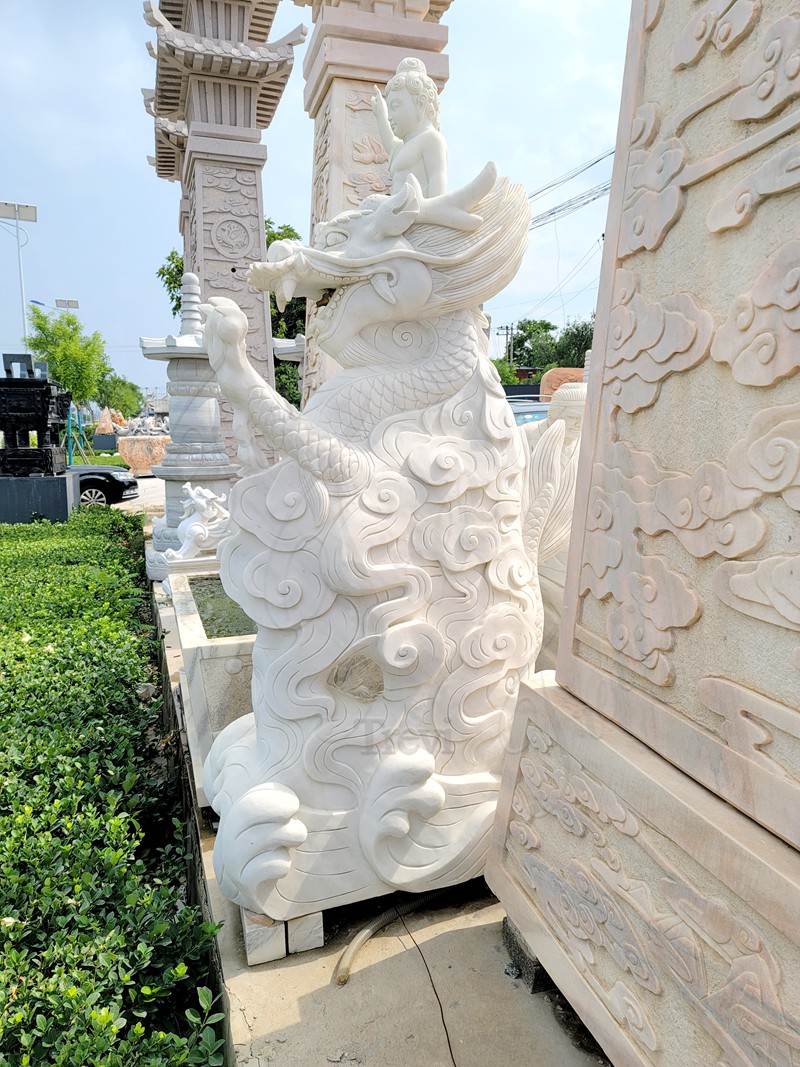 Chinese Marble Dragon Statue for Outdoor Decor for Sale