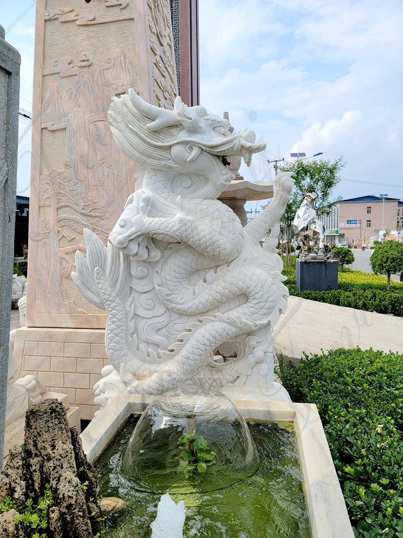 Chinese Marble Dragon Statue for Outdoor Decor for Sale