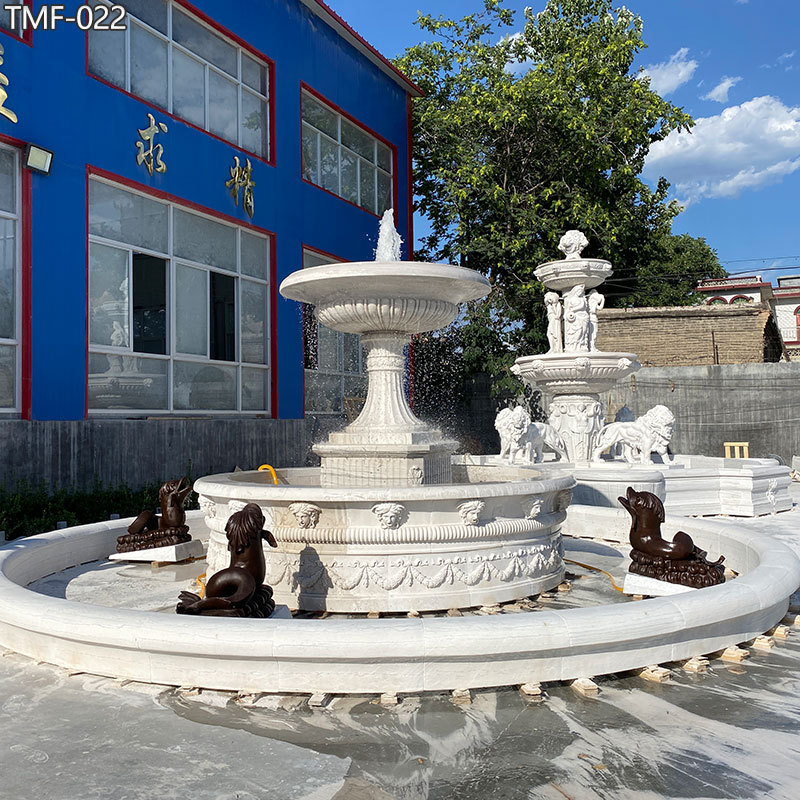 Large Outdoor Bronze Fish Statue Marble Fountain for Sale